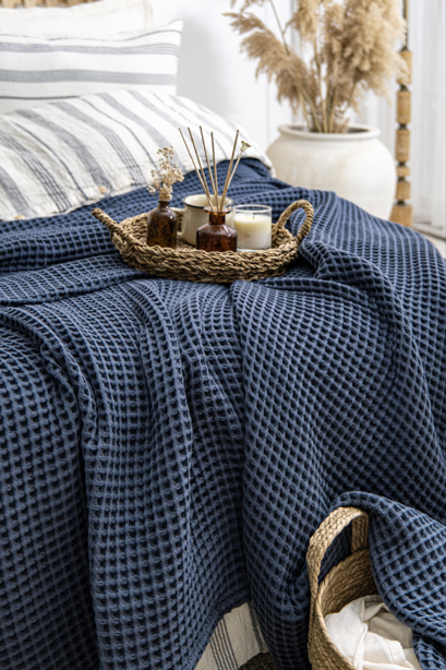 Navy - Waffle Blanket – Anakiz Organic